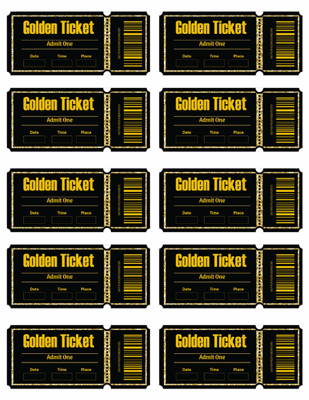 Free Editable Golden Ticket Templates