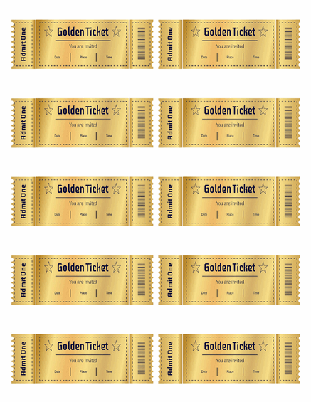 Free Editable Golden Ticket Templates