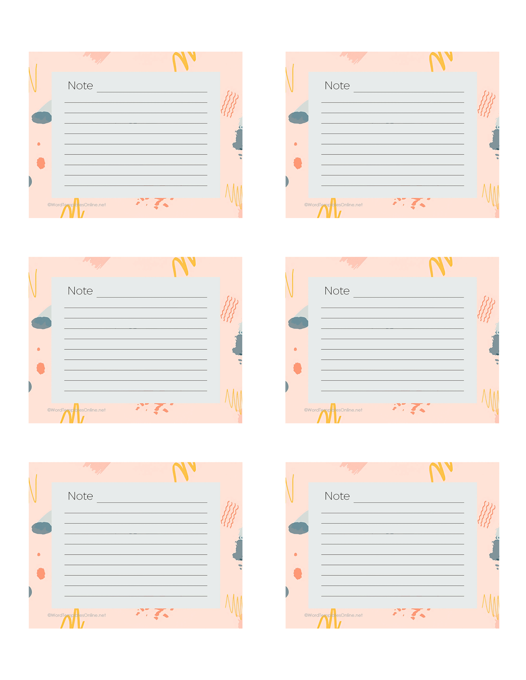 Free Printable Note Cards Templates