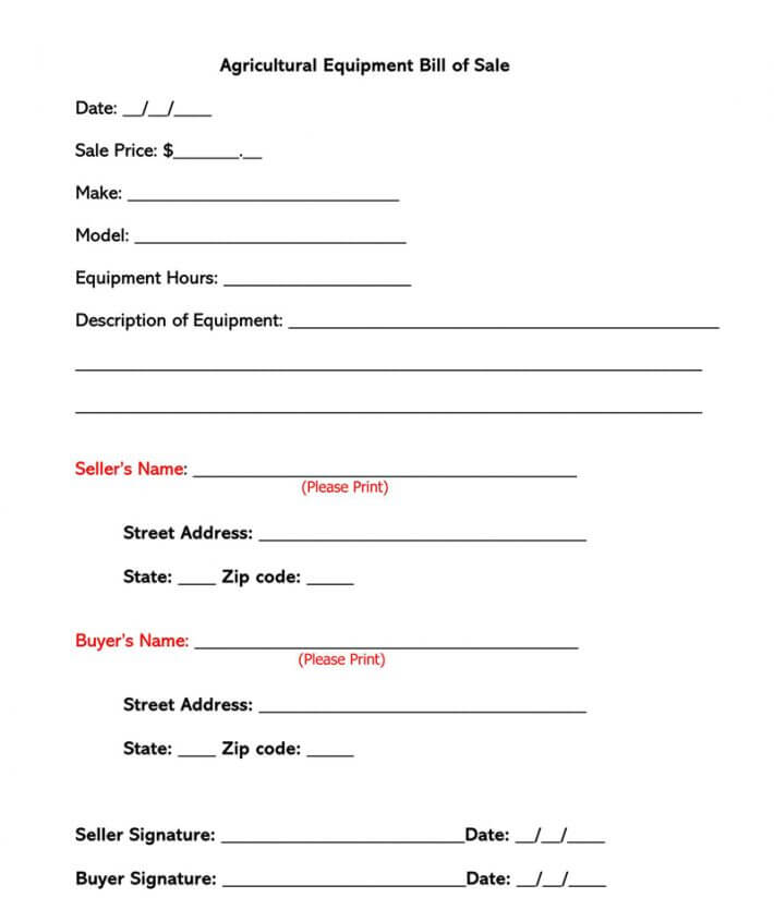 Free Equipment Bill of Sale Forms (How to Sell) - Word | PDF