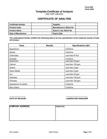 Free Certificate of Analysis Templates (Guide & Examples)