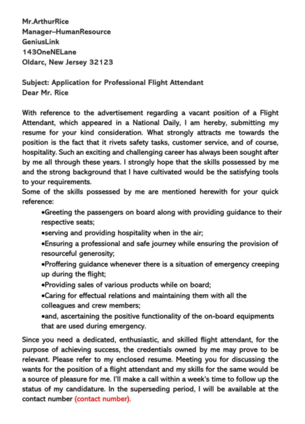 Flight Attendant Cover Letter (20 Samples, Examples)