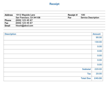 18 Free Service Receipt (Bill) Templates | Word - Excel