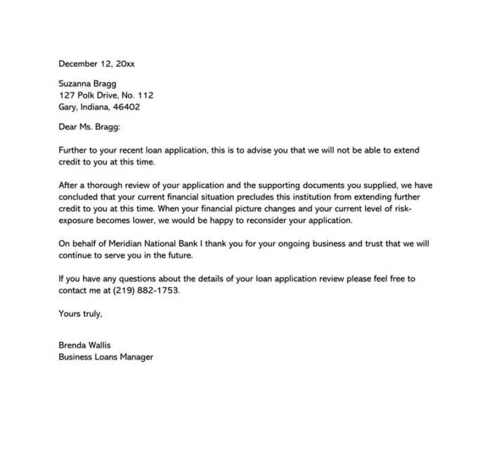 Loan Application Rejection Letter (15+ Sample Letters)