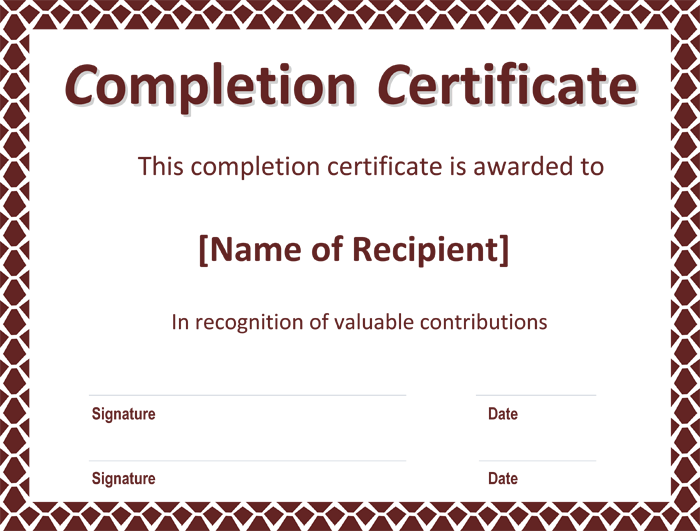 Free Certificate of Completion Templates (Word | PDF)