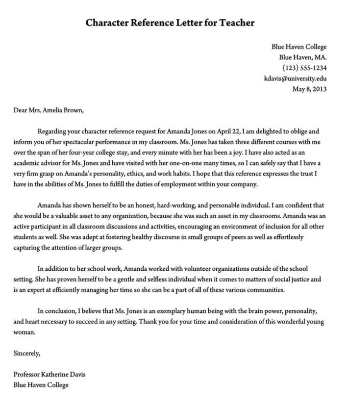 40 Samples of Character Reference Letters (Court, Immigration)
