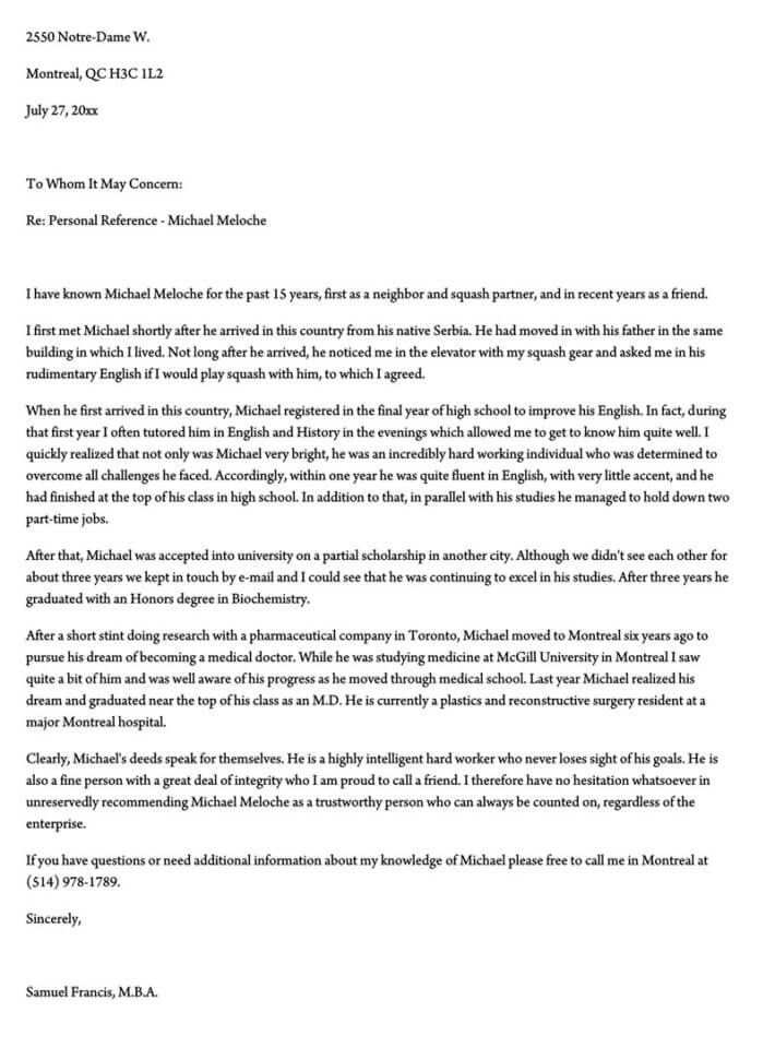 40 Samples of Character Reference Letters (Court, Immigration)