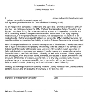 Free Release of Liability Forms (Hold Harmless) | PDF - Word
