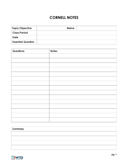 64 Free Cornell Note Templates (Note Taking Explained)