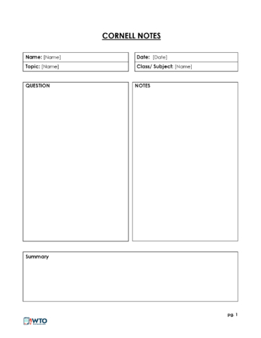64 Free Cornell Note Templates (Note Taking Explained)