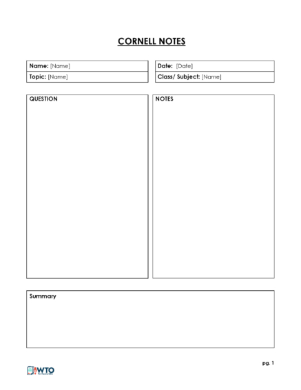 64 Free Cornell Note Templates (Note Taking Explained)
