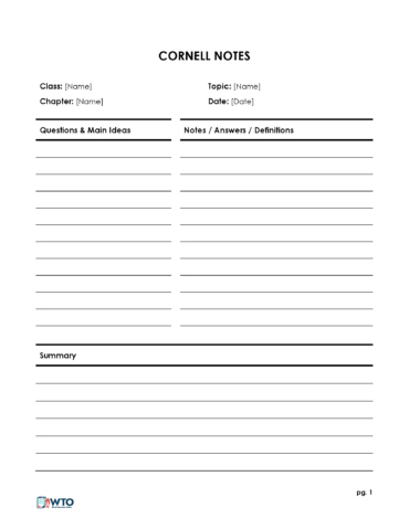 64 Free Cornell Note Templates (Note Taking Explained)