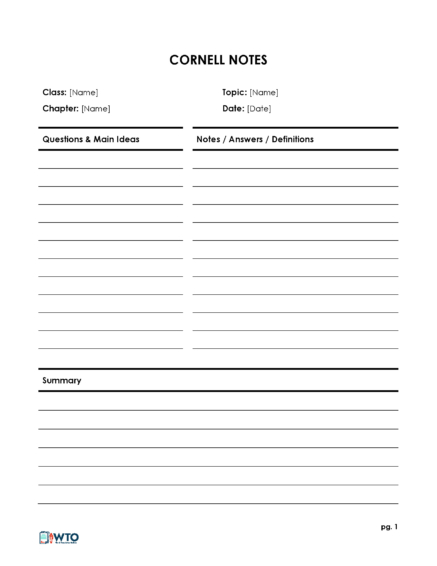 64 Free Cornell Note Templates (Note Taking Explained)