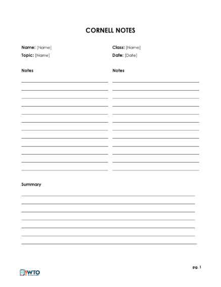 64 Free Cornell Note Templates (Note Taking Explained)