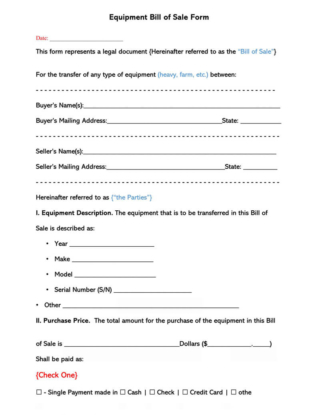 Free Equipment Bill of Sale Forms (How to Sell) - Word | PDF