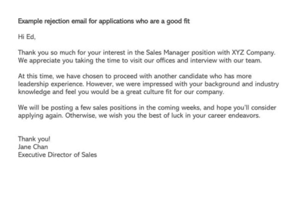 Sample Candidate Rejection Emails After an Interview
