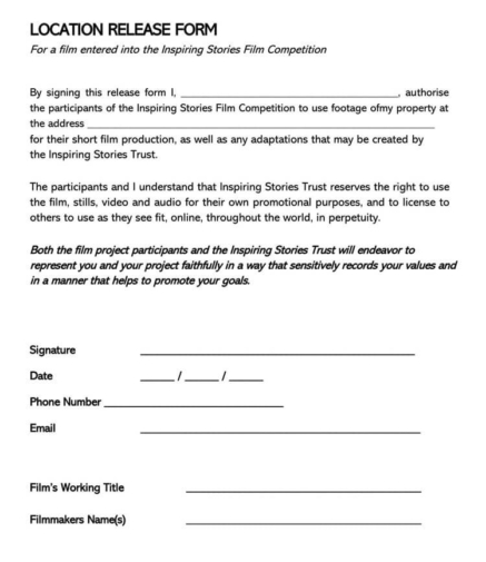 30 Free Location Release Forms (Film or Video Productions)