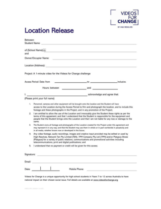 30 Free Location Release Forms (Film or Video Productions)