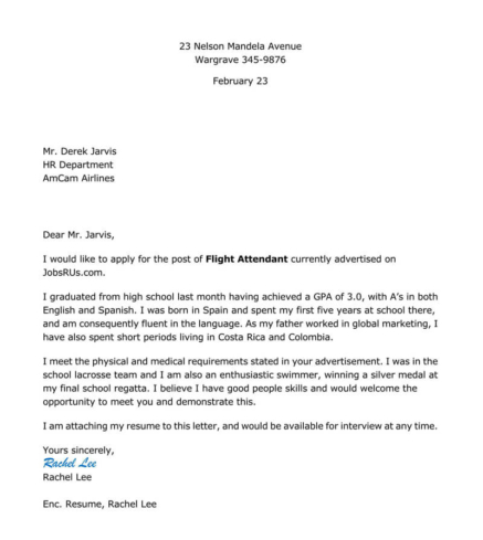 Flight Attendant Cover Letter (20 Samples, Examples)