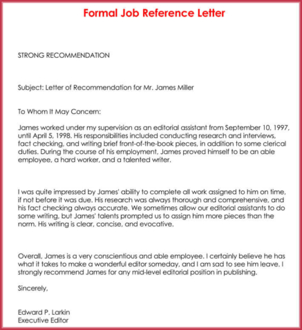 Standard Formal Reference Letter Format (with 8 Best Examples)