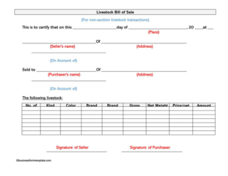 Free Livestock (Animal) Bill of Sale Forms | Word, PDF