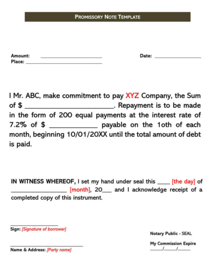 40 Free Unsecured Promissory Note Templates (Word | PDF)