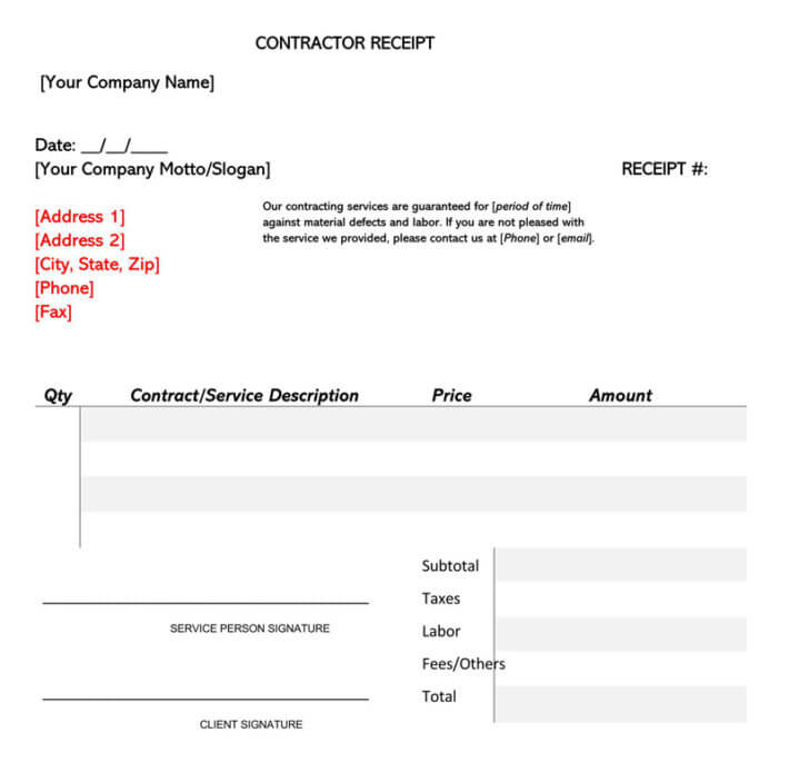 18+ FREE Contractor Receipt Templates (Word | PDF)