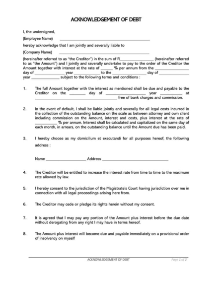 35+ Free IOU (I Owe You) & Debt Acknowledgment Forms