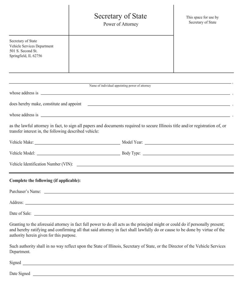 Motor Vehicle Power of Attorney (POA) Forms (by State) - Word|PDF