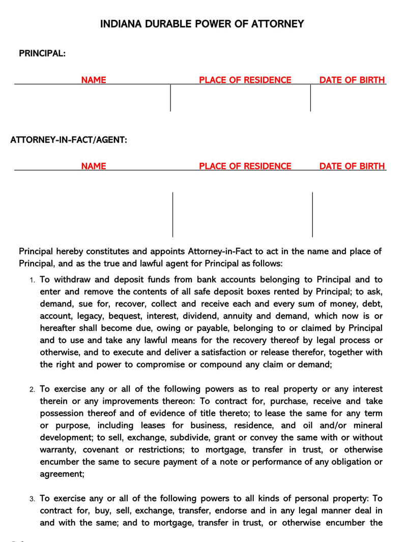 Free Durable Power of Attorney Forms (by State) Word|PDF