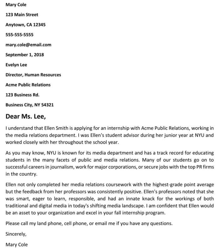 15+ Sample Recommendation Letter for Internship (Writing Tips)