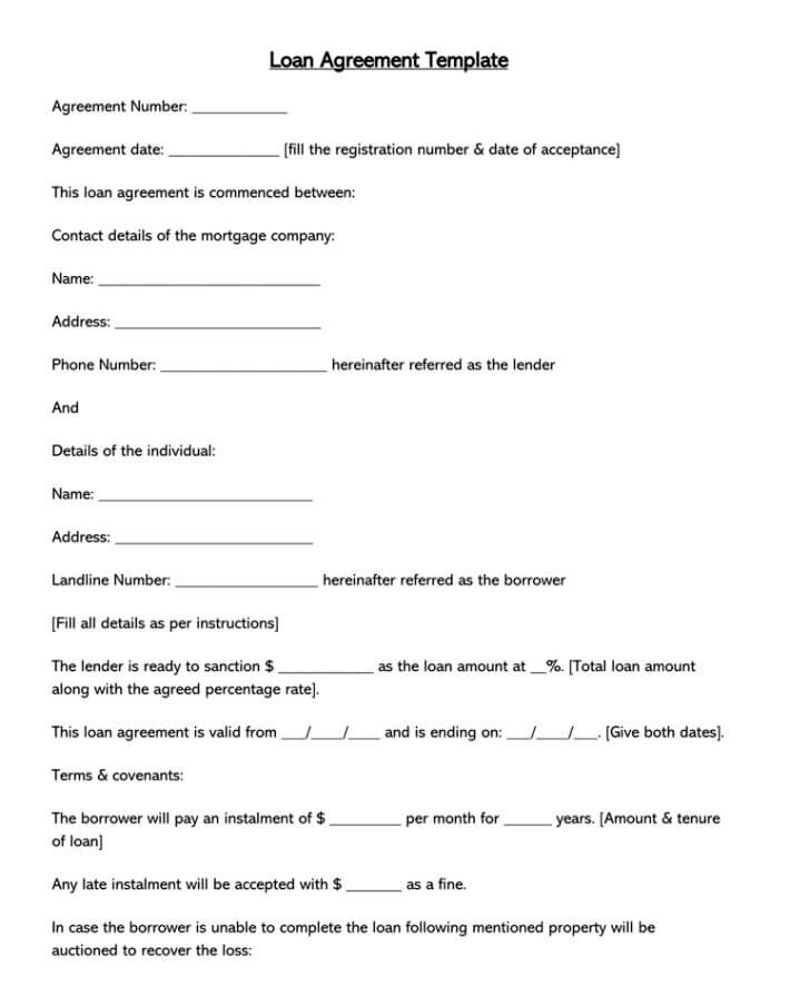 38 Free Loan Agreement Templates & Forms (Word | PDF)