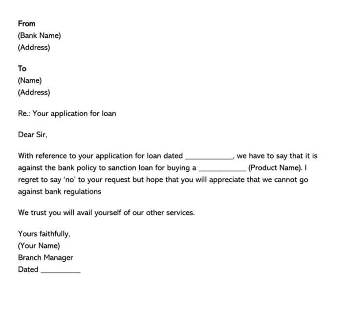 Loan Application Rejection Letter (15+ Sample Letters)