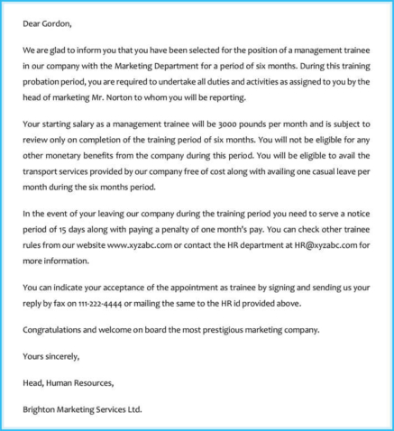 Trainee Appointment Letter (How to Write) with Examples