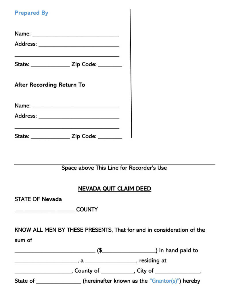 Blank quit claim deed form nevada - rodenjewelry