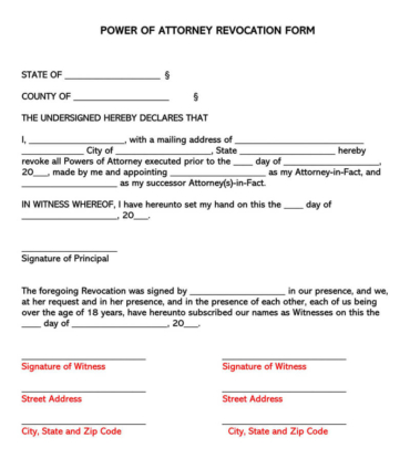 Free Power of Attorney Revocation Forms | Word - PDF