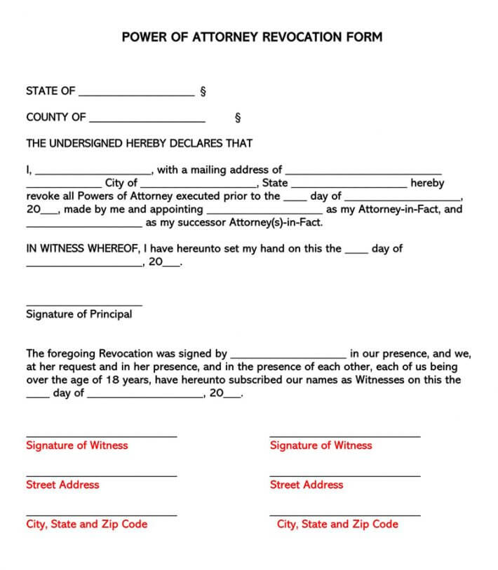 Free Power of Attorney Revocation Forms - Word | PDF
