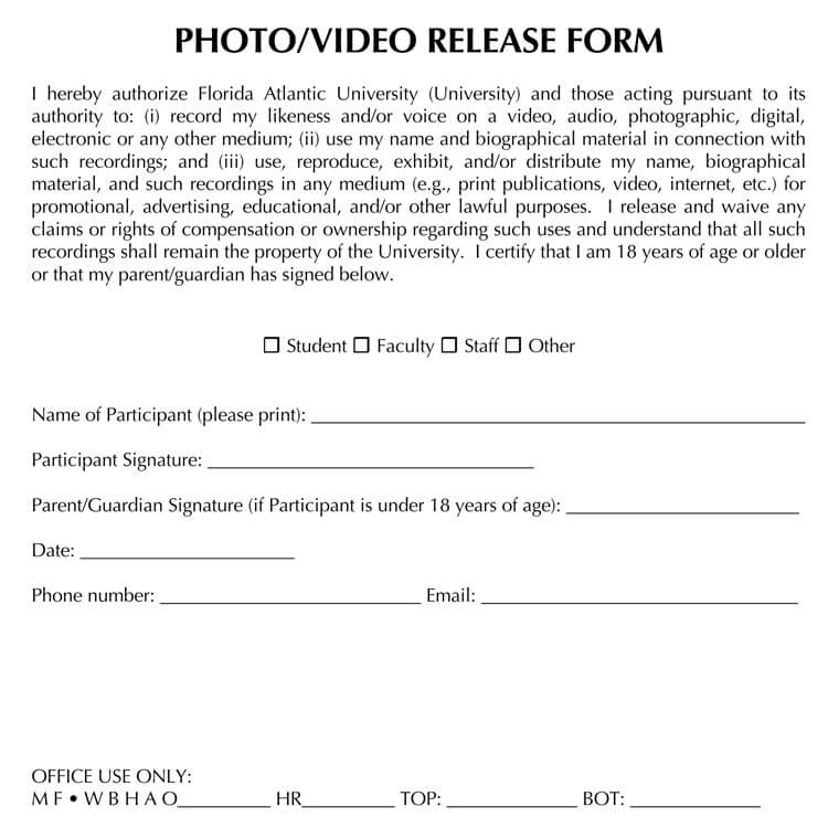 34 Free Photo Release Forms (Adults & Minors) - Word | PDF