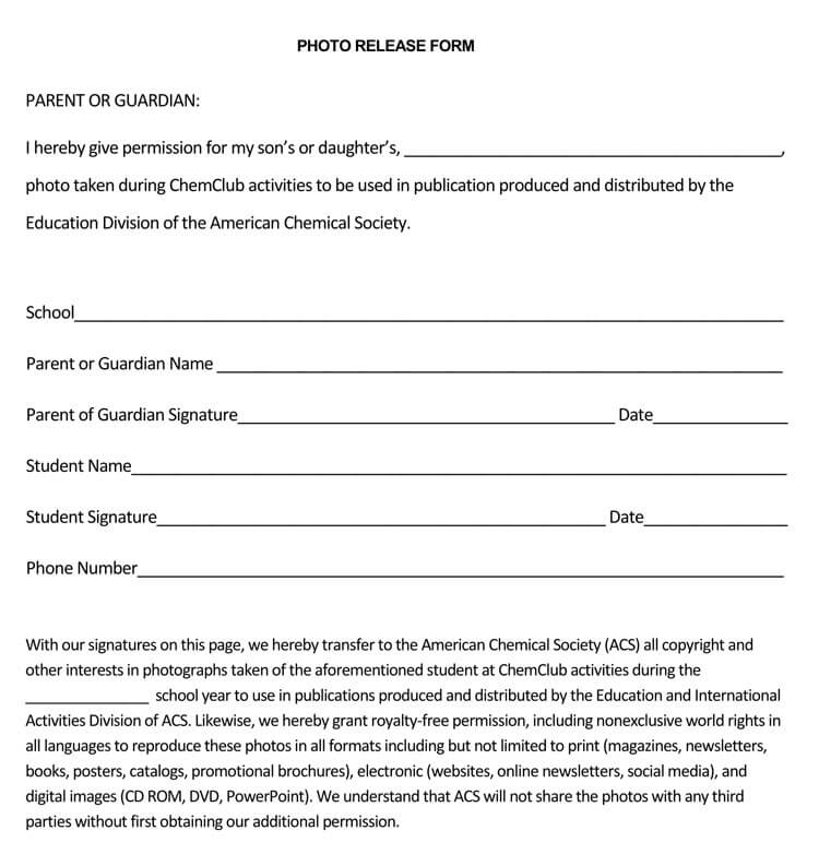 34 Free Photo Release Forms (Adults & Minors) - Word | PDF