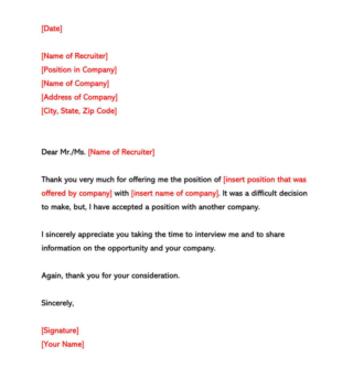 30 Best Polite Job Rejection Letter Samples