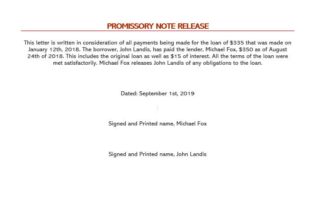 Free Promissory Note (Debt) Release Forms - Word | PDF