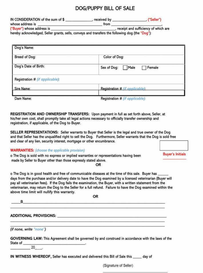 Free Dog/Puppy Bill of Sale Forms (How to Sell)