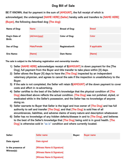 Free Dog/Puppy Bill of Sale Forms (How to Sell)
