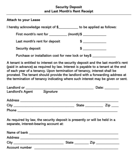 52 Free Rent Receipt Templates - Printable - Excel, Word
