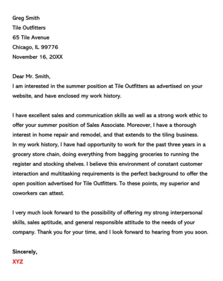 Summer Job Cover Letter Examples (Writing Tips)