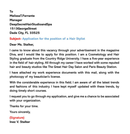 20+ Hair Stylist Cover Letter Samples (Entry Level & Experienced)