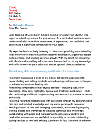 20+ Hair Stylist Cover Letter Samples (Entry Level & Experienced)