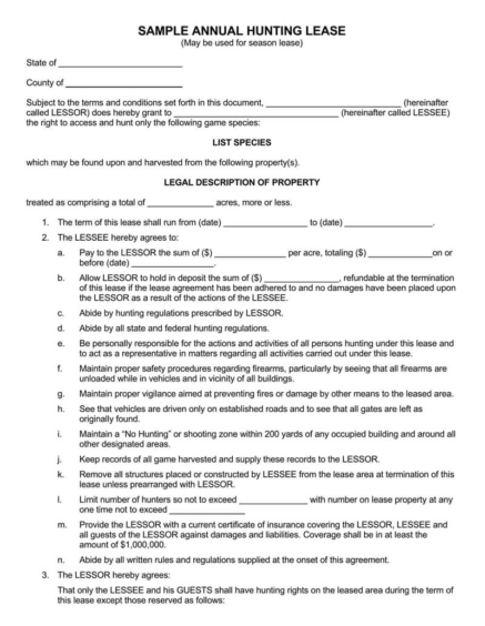 Hunting Lease Agreement Templates (US) - Basics & Laws