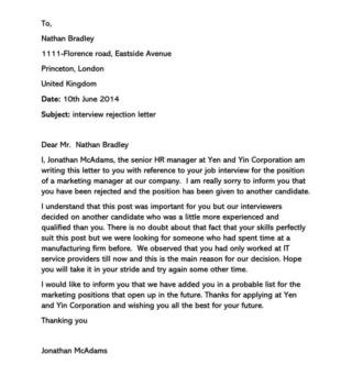 25 Interview Rejection Letters (Before & After Interview)