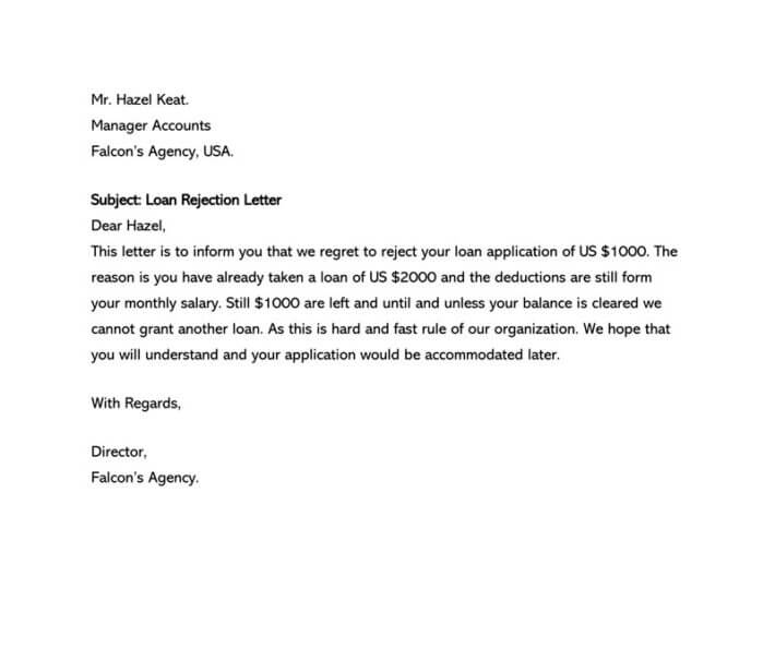 Loan Application Rejection Letter (15+ Sample Letters)